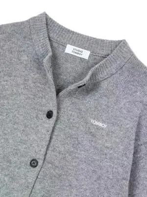 STUDIO TOMBOY Logo-embroidered Button-front Cardigan - Grey