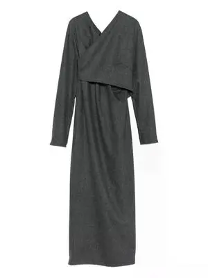 Khaite Cross-neck Wrap Dress - Grey