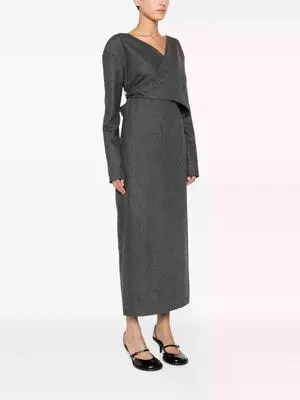 Khaite Cross-neck Wrap Dress - Grey