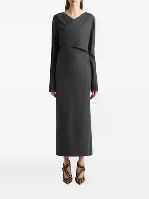 Khaite Cross-neck Wrap Dress - Grey