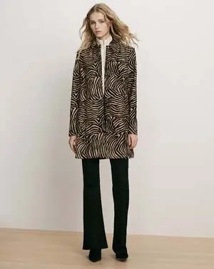 Veronica Beard Shelley Leopard Print Calf Hair Coat
