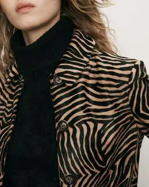 Veronica Beard Shelley Leopard Print Calf Hair Coat