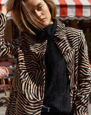 Veronica Beard Shelley Leopard Print Calf Hair Coat