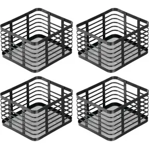 MDESIGN Metal Pantry Basket With Handlesset Of 4 - Matte Black