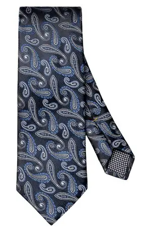 Eton Paisley Silk Jacquard Neck Tie - Dark Blue