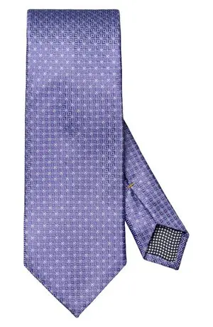 Eton Geometric Pattern Silk Jacquard Neck Tie - Medium Purple