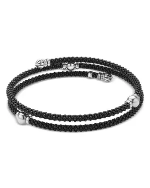 Lagos Sterling Silver Black Caviar Ceramic Beaded Wrap Bracelet