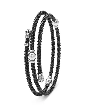 Lagos Sterling Silver Black Caviar Ceramic Beaded Wrap Bracelet