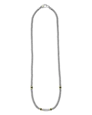 Lagos 18k Yellow Gold, Sterling Diamond, And Black Ceramic Collar Necklace - Silver