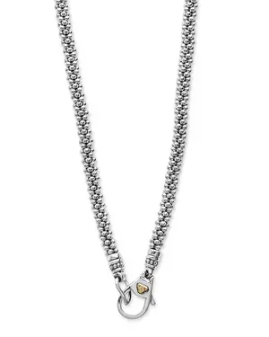 Lagos 18k Yellow Gold, Sterling Diamond, And Black Ceramic Collar Necklace - Silver