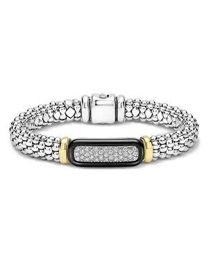 Lagos 18k Yellow Gold & Sterling Diamond And Ceramic Cluster Bracelet - Silver