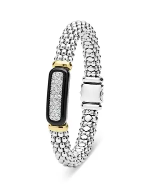 Lagos 18k Yellow Gold & Sterling Diamond And Ceramic Cluster Bracelet - Silver