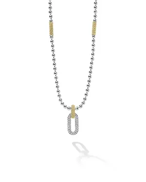 Lagos 18k Yellow Gold & Sterling Diamond Pendant Necklace - Silver