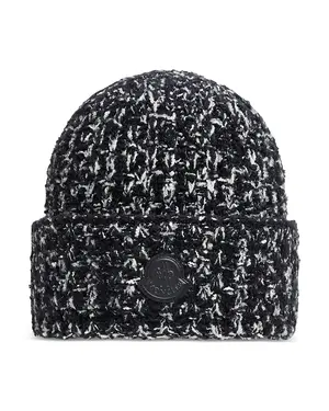 Moncler Wool Blend Logo Patch Beanie - Dark Grey