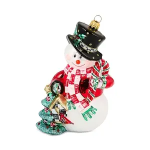 MACKENZIE-CHILDS Check It Out Snowman Glass Ornament - No Color