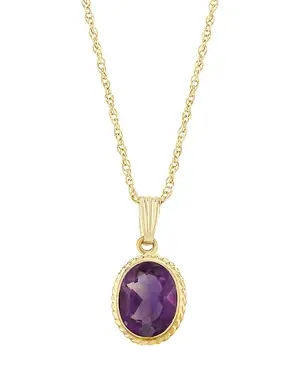 Bloomingdale'S 14k Yellow Gold Gemstone Pendant Necklace - Amethyst