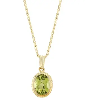 Bloomingdale'S 14k Yellow Gold Gemstone Pendant Necklace - Peridot
