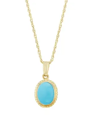 Bloomingdale'S 14k Yellow Gold Gemstone Pendant Necklace - Turquoise