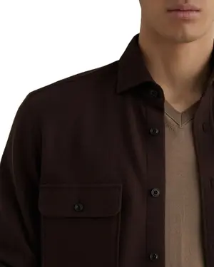 REISS Forsithe Textured Twin Pocket Overshirt - Brown