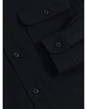 REISS Forsithe Textured Twin Pocket Shirt - Navy