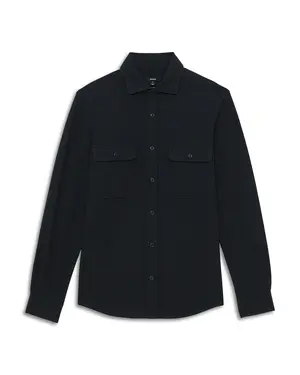 REISS Forsithe Textured Twin Pocket Shirt - Navy