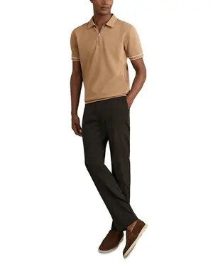REISS Textured Zip Polo Shirt