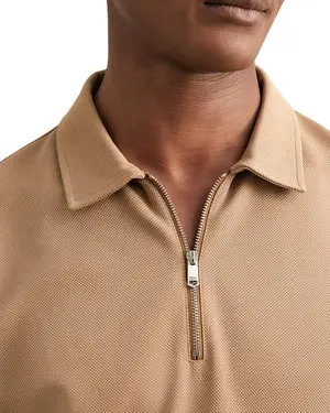 REISS Textured Zip Polo Shirt