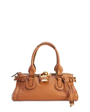 Small Leather Satchel with Padlock Charm