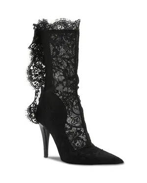 Alexander McQueen Lace Pointed Toe Boots