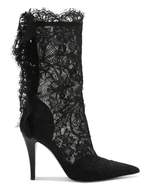 Alexander McQueen Lace Pointed Toe Boots