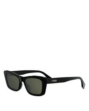Fendi Lettering Geometric Sunglasses, 53mm - Black/smoke