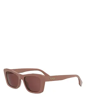 Fendi Lettering Geometric Sunglasses, 53mm - Opaline Antique Rose/rust