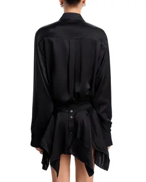 Alexander Wang Silk Cut Off Double Shirt Dress - Black