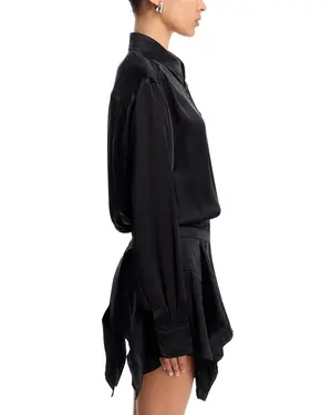 Alexander Wang Silk Cut Off Double Shirt Dress - Black
