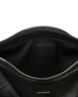 Sandro Small Leather Hobo Bag - Black