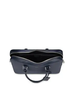 Sandro Large Grained Leather Briefcase - Navy Blue