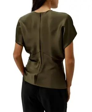 Lilysilk Short Batwing Sleeve Silk Contour Top - Pine