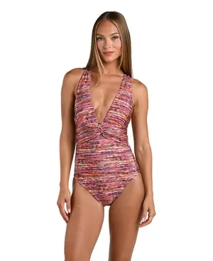 SUNSHINE 79 Shimmer Ripple Plunge One-piece Swimsuit - Multi