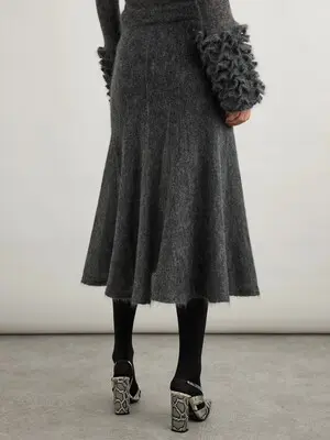 Alaïa Pleated Mohair-blend Midi Skirt