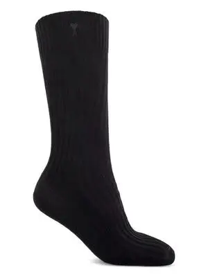 Ami Ribbed Socks With Embroidered Logo