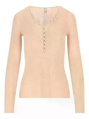 Chloé Henley Ribbed T-shirt - Pink