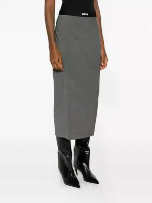MSGM Pencil Skirt With Elasticated Waistband - Grey