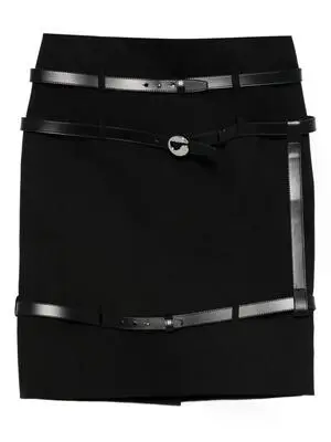 Coperni Leather-trimmed Belted Skirt - Black