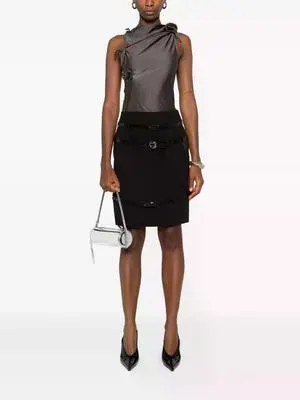 Coperni Leather-trimmed Belted Skirt