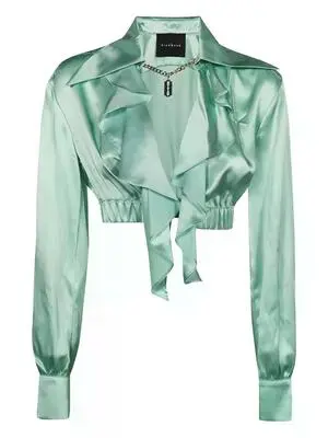 John Richmond Ruffled Silk Cropped Shirt