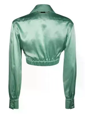 John Richmond Ruffled Silk Cropped Shirt