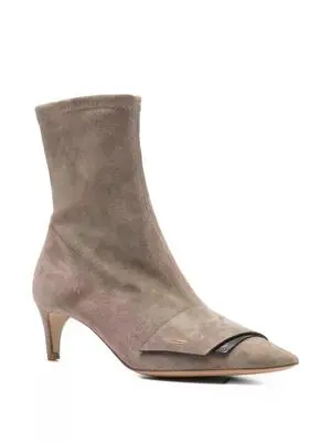 DEL CARLO Pointed-toe Suede Ankle Boots