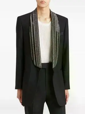 Amiri Crystal-embellished Shawl-collar Blazer