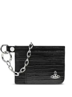 VIVIENNE WESTWOOD Crocodile-embossed Chain Card Holder - Black