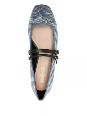 Liu Jo Crystal-embellished Double-strap Ballet Flats